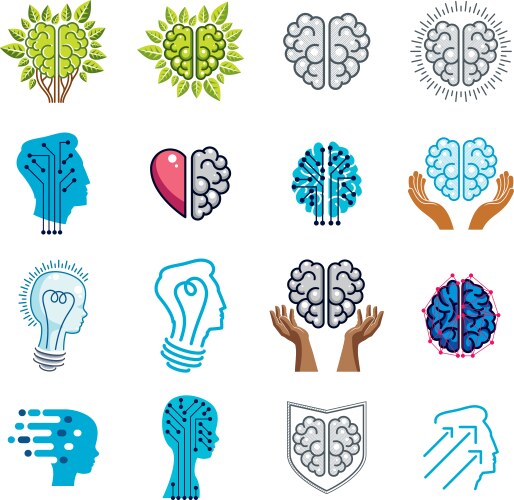 Brain and intelligence icons or logos concepts Vector Image