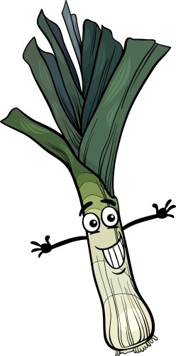 Leek vegetable cartoon for coloring book Vector Image