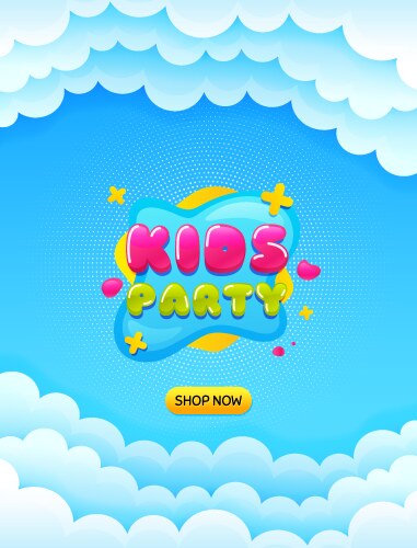 Kids party sticker fun playing zone banner Vector Image
