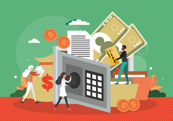 Bank vault background with money gold Royalty Free Vector