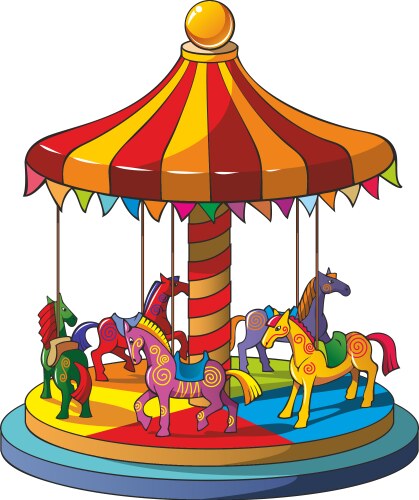 Cartoon carousel with colorful horses Royalty Free Vector