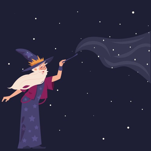 Blue wizard costume set with accessories Vector Image