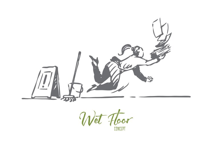 Slip wet floor slipped people on office slippin Vector Image