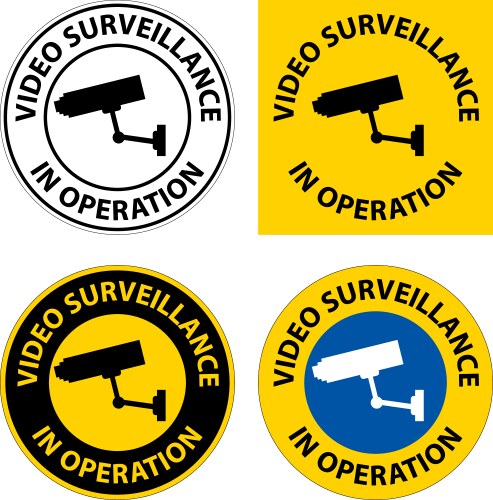 Notice video surveillance in operation sign white Vector Image