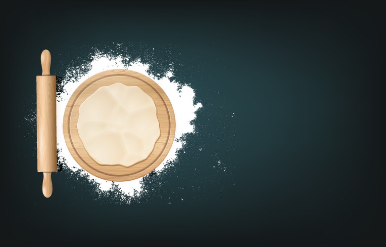 Sugar powder round frame white flour background Vector Image