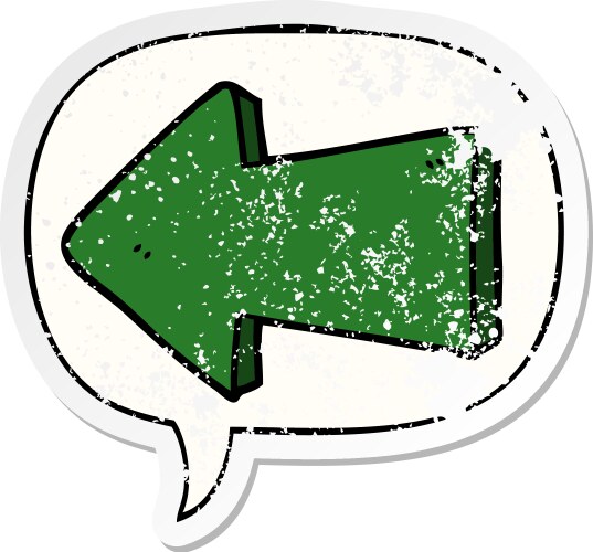 Cartoon pointing arrow and speech bubble sticker Vector Image