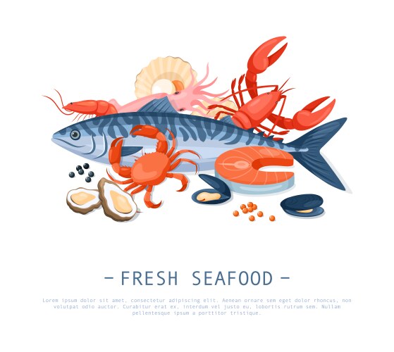 Label design with fresh seafood Royalty Free Vector Image