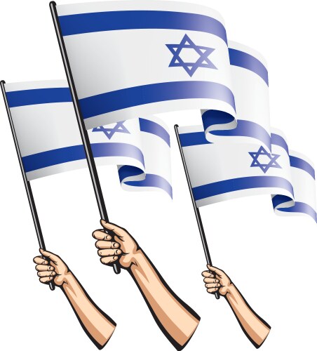 Israel flag and hand on white background Vector Image