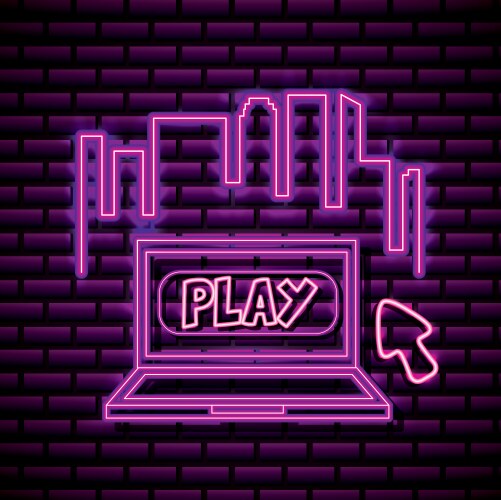 Game zone neon template glowing Royalty Free Vector Image