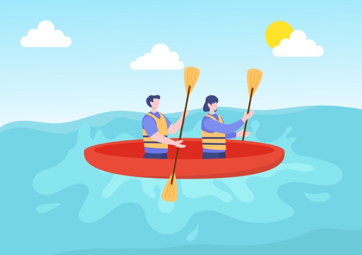 Rafting background flat cartoon with people do Vector Image