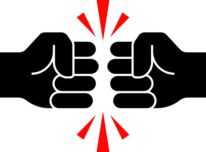 Two clenched fists icon in linear style Royalty Free Vector