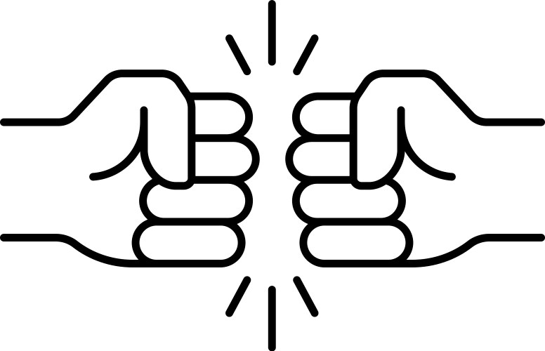 Two clenched fists icon in flat style Royalty Free Vector