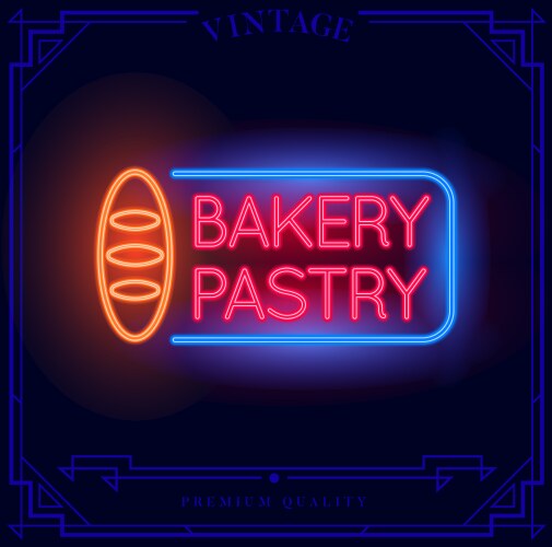 Baking with wire whisk neon sign bakery Royalty Free Vector