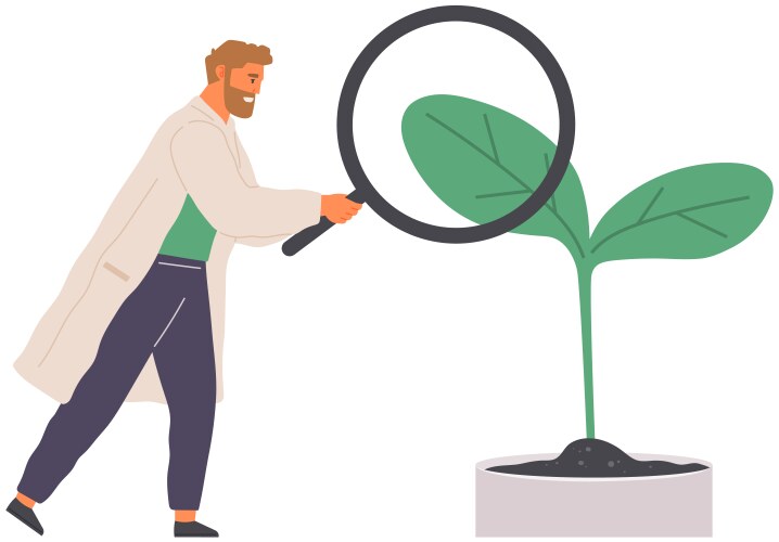 Biologists study structure of plant cell Vector Image