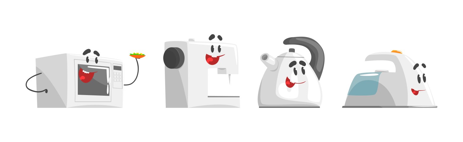 Cartoon electronic device and home appliance Vector Image