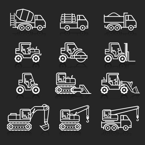 Construction truck icon set Royalty Free Vector Image