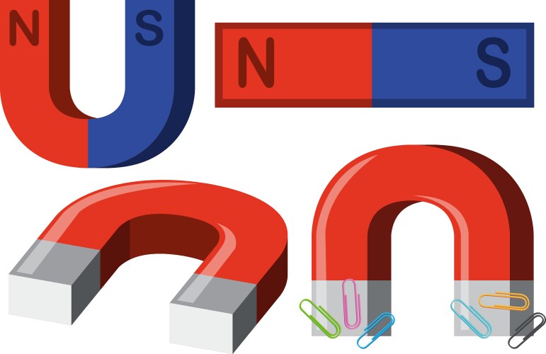 Four types of magnets Royalty Free Vector Image