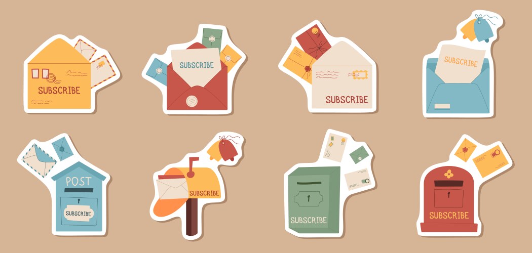 Flat style handmade mailbox newsletter sticker Vector Image