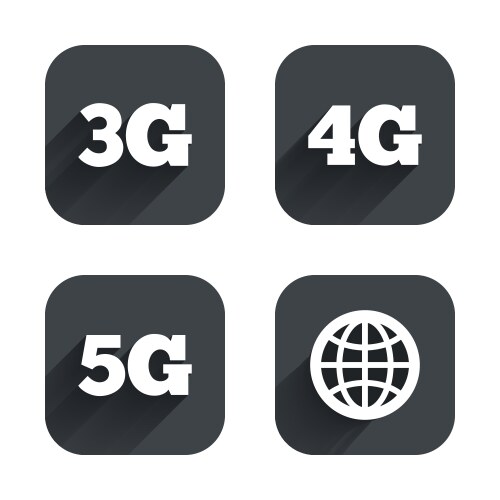Mobile telecommunications icons 3g 4g and 5g Vector Image
