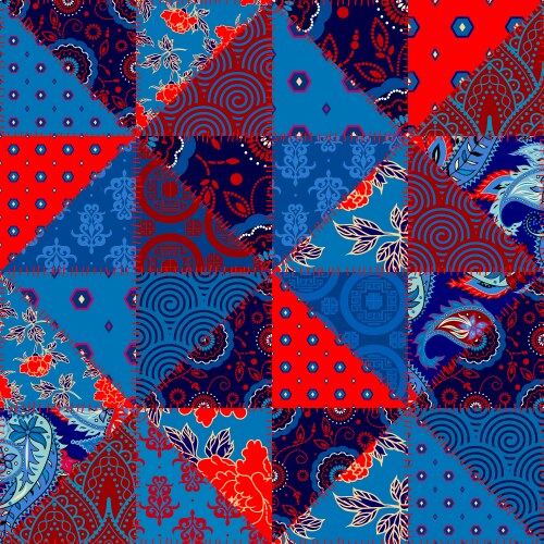 Patchwork on denim fabric Royalty Free Vector Image