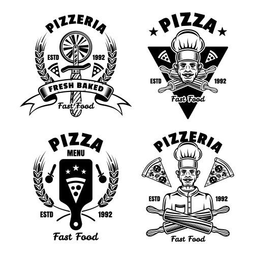 Pizza labels and badges Royalty Free Vector Image