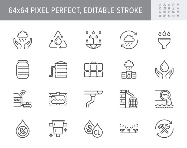 Clean water line icon set Royalty Free Vector Image