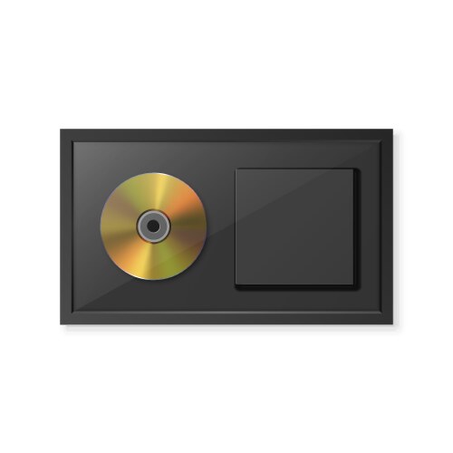 Realistic 3d yellow golden cd label Royalty Free Vector