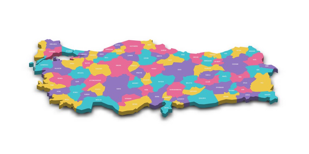 Turkey political map of administrative divisions Vector Image