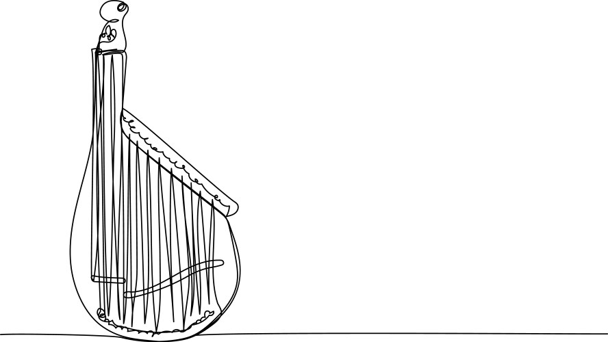 Lute one line art continuous drawing Royalty Free Vector