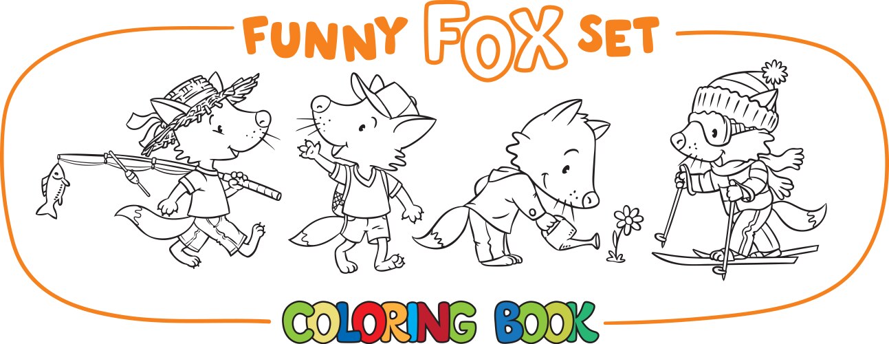 Coloring book of lttle funny fox Royalty Free Vector Image