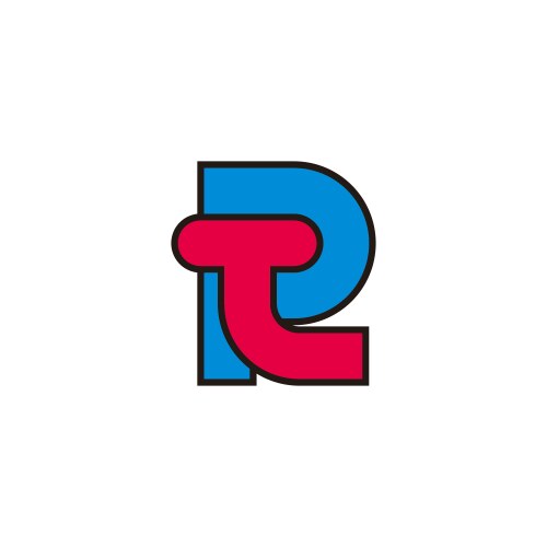 Letter pt loop simple geometric logo Royalty Free Vector