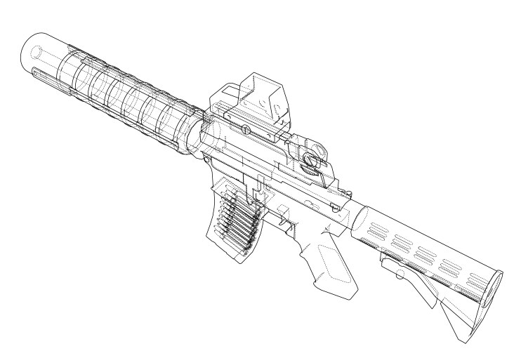 Automatic firearms pistol rifle machine gun Vector Image
