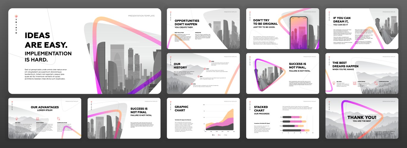 Business presentation templates set Royalty Free Vector