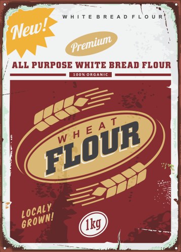 Wheat white bread flour retro sign Royalty Free Vector Image