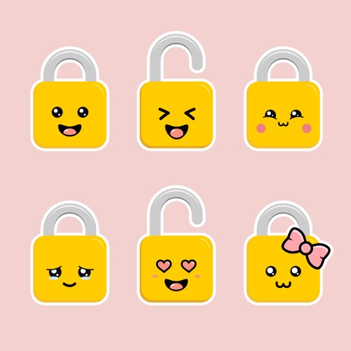 Set ice cream cute character sticker design Vector Image