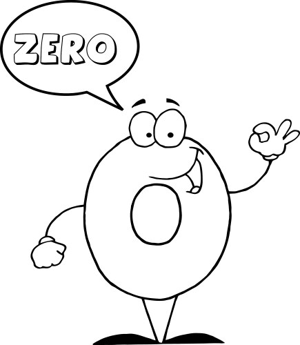 Funny cartoon numbers-0 Royalty Free Vector Image