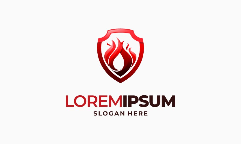 Fire castle logo designs concept shield Royalty Free Vector