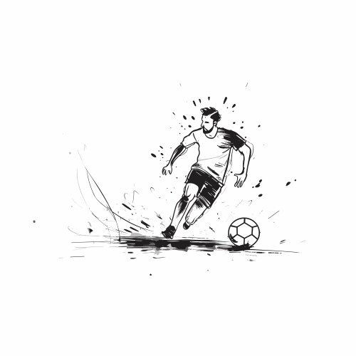 Soccer player hand-drawn comic football Royalty Free Vector