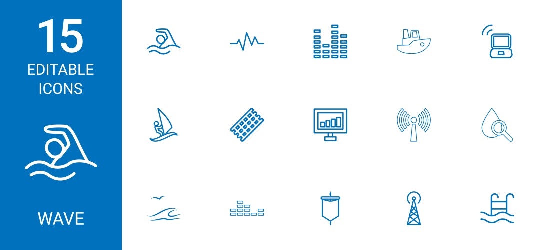 8 wave icons Royalty Free Vector Image - VectorStock