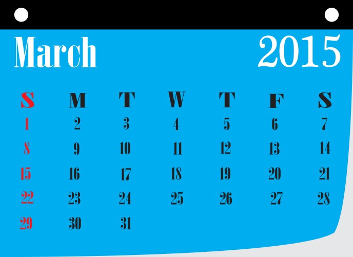 Calendar march 2015 Royalty Free Vector Image - VectorStock