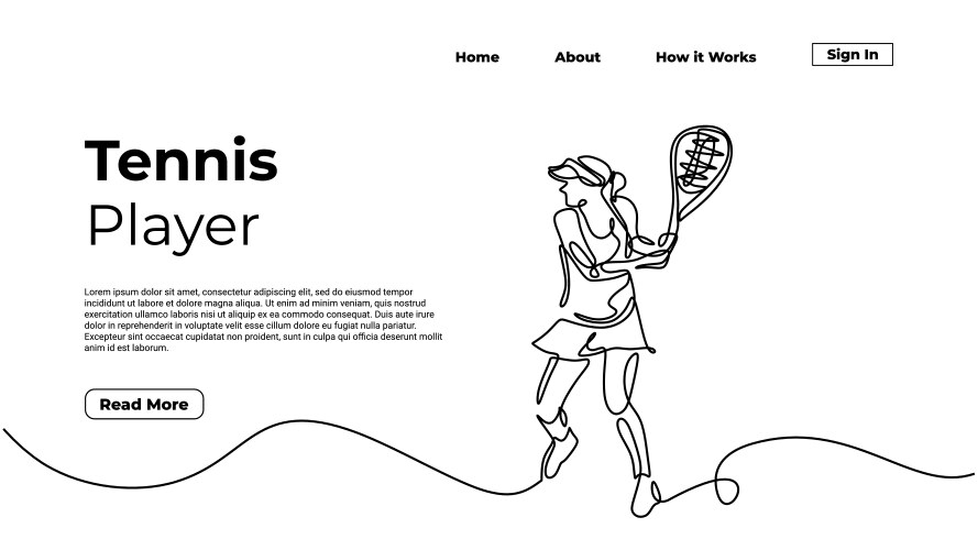 Continuous line drawing of tennis sports Vector Image