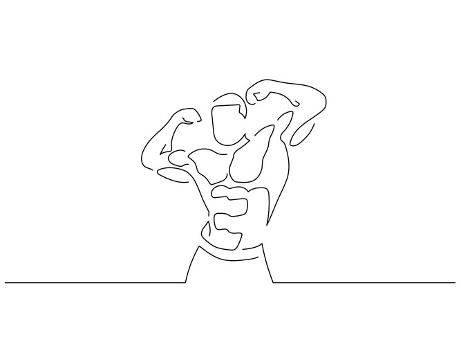 Bodybuilding isolated line drawing Royalty Free Vector Image