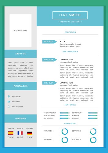 Timeline minimalist cv resume template Royalty Free Vector