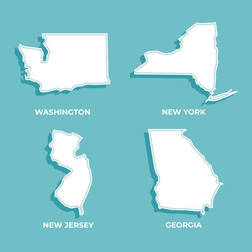 Flat design usa states outline map Royalty Free Vector Image