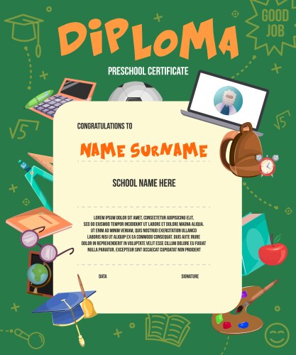 Grade three diploma certificate template Vector Image