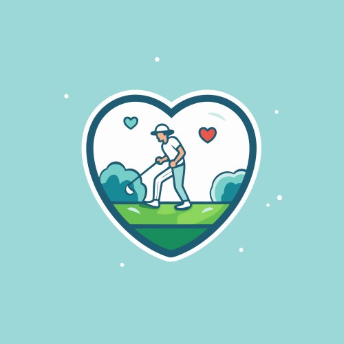 Golfer playing golf in the heart shape Royalty Free Vector