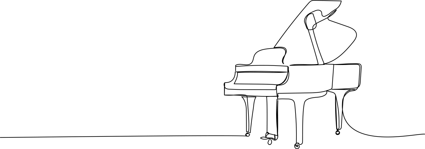 Grand piano one line art continuous drawing Vector Image