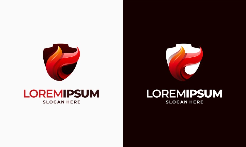 Fire castle logo designs concept shield Royalty Free Vector