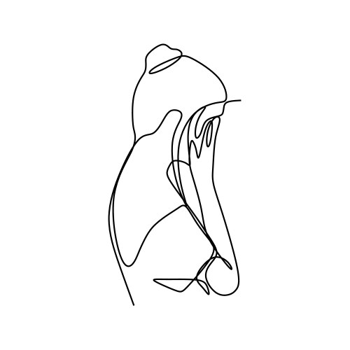 Continuous line drawing karate girl makes a punch Vector Image