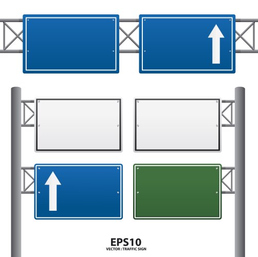 Road signs blue color Royalty Free Vector Image
